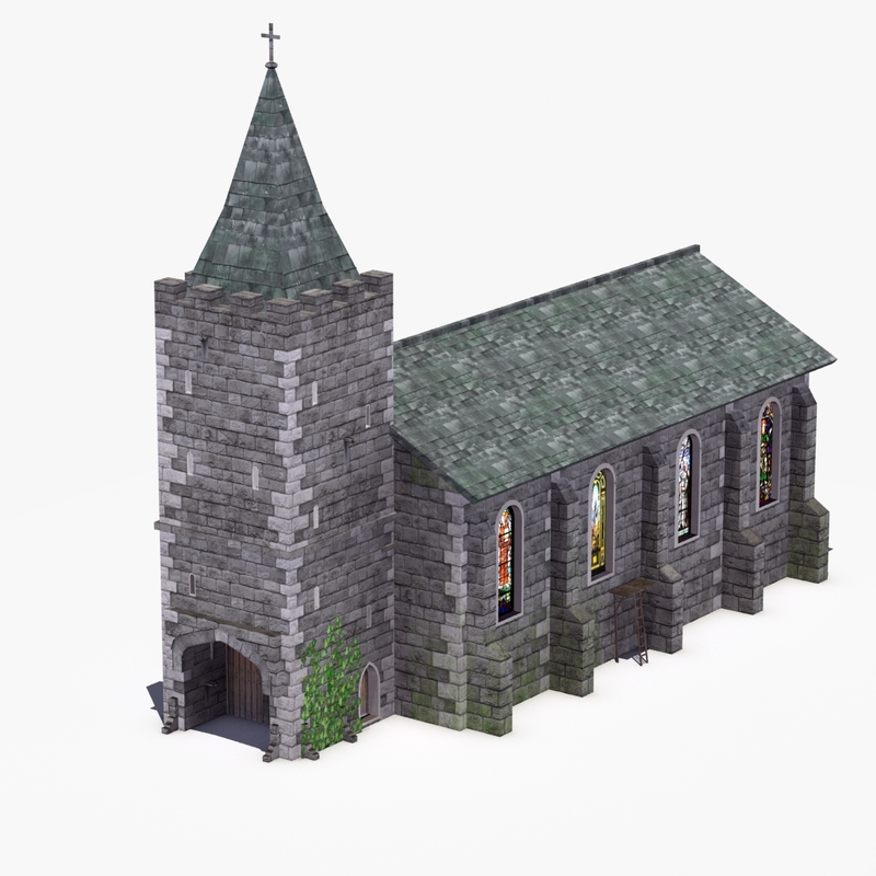 old medieval church 3d model