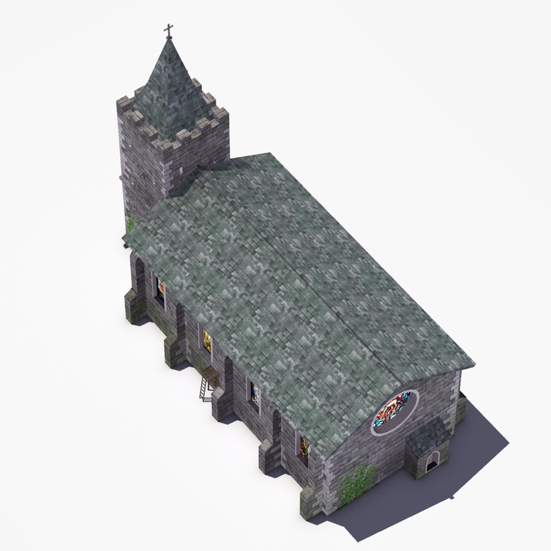 old medieval church 3d model