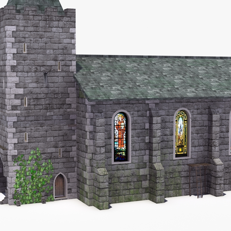 old medieval church 3d model