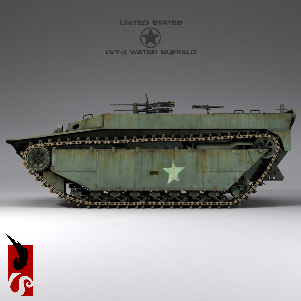 united states wwii lvt-4 3d obj
