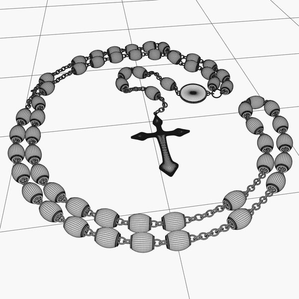 3d model rosary rose mary