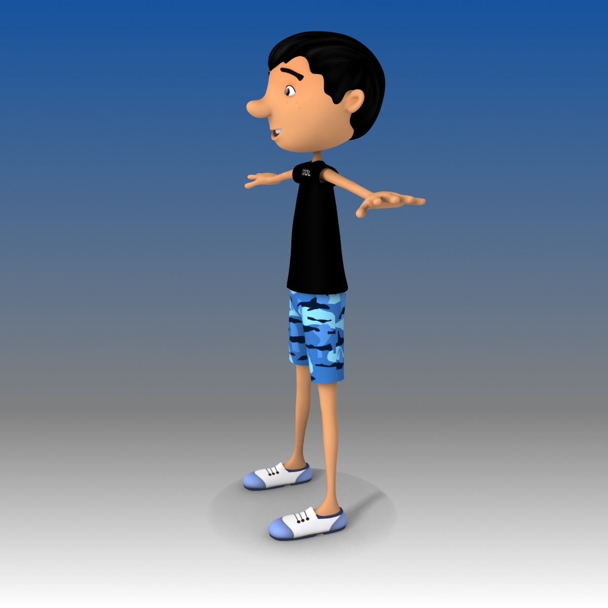 rigged cartoon cool guy 3d model