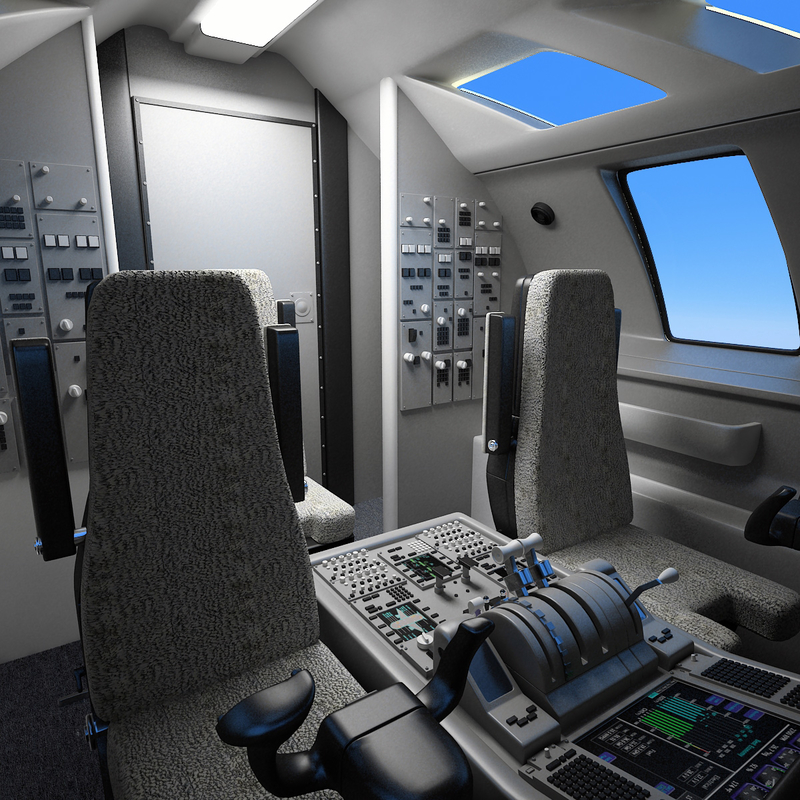 3d model aircraft cockpit scene