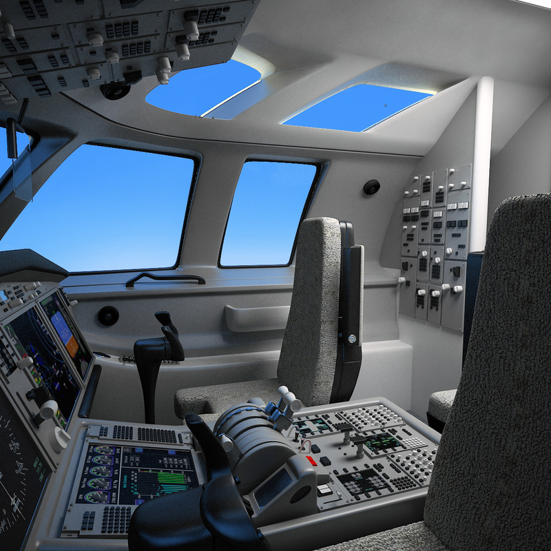 3d model aircraft cockpit scene