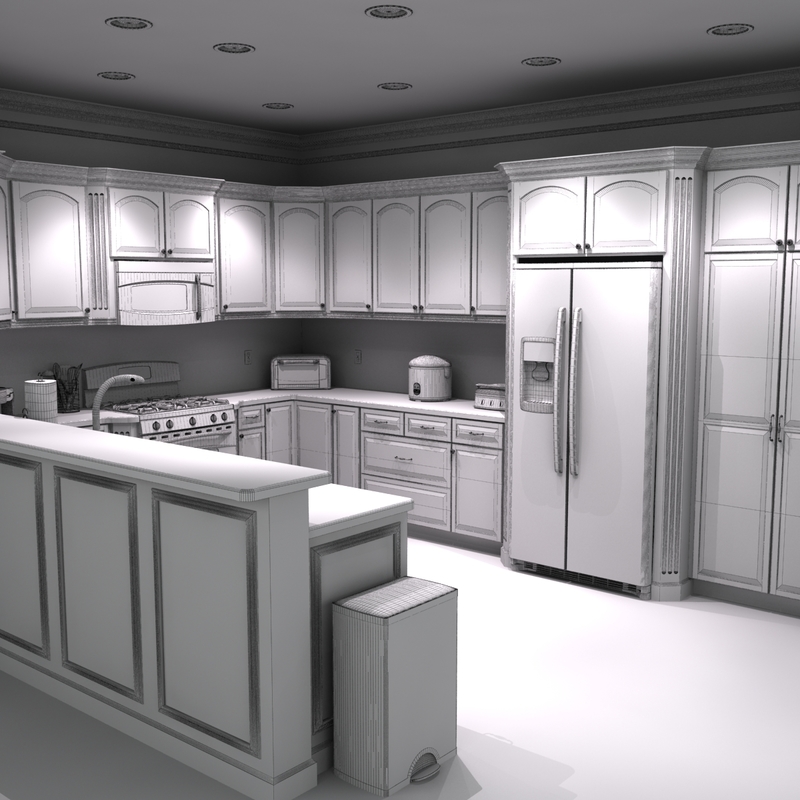 3ds max kitchen scene set