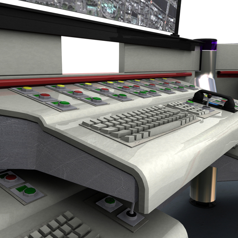 3d futuristic control desk model