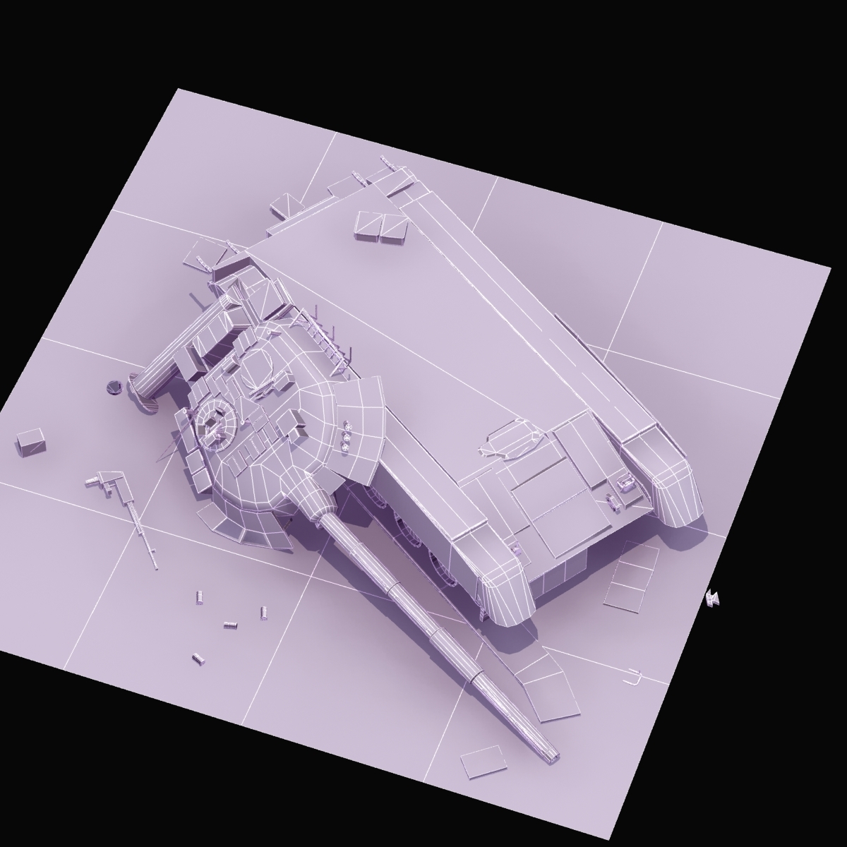 3d destroyed t80u battle tank model