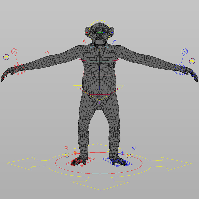 maya chimp rigged fur