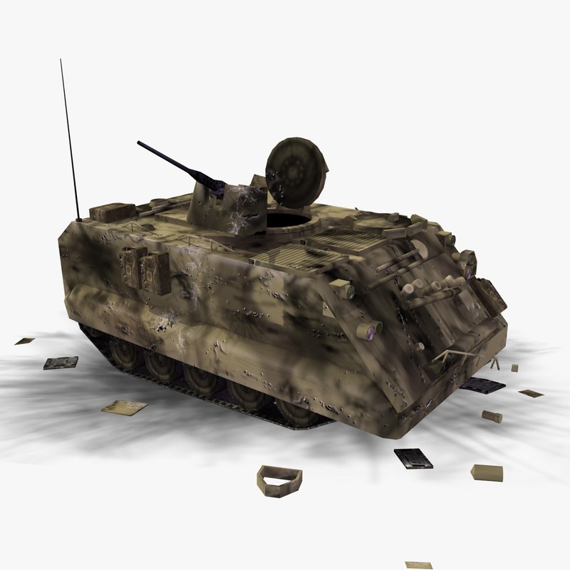 battle damaged m113 apc 3d model