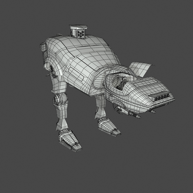 sci-fi combat walker 3d model