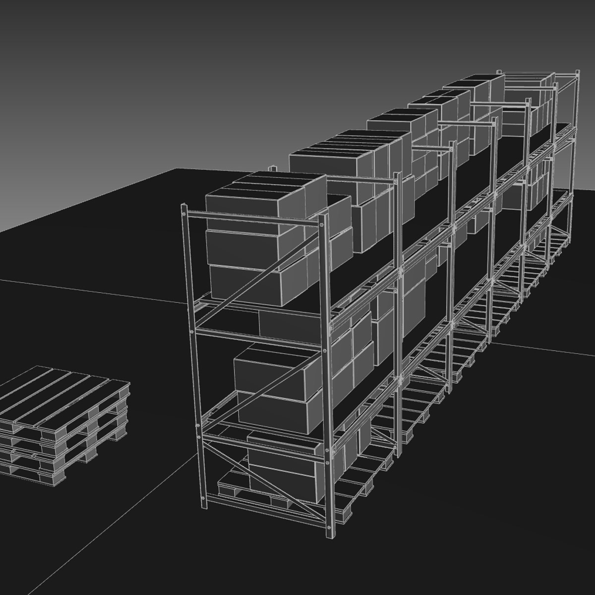 warehouse rack set 3d model