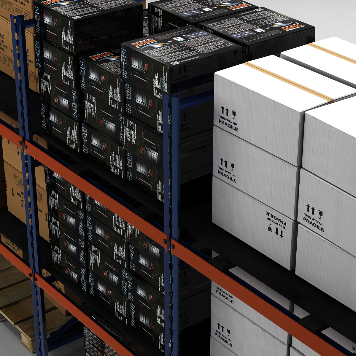 warehouse rack set 3d model