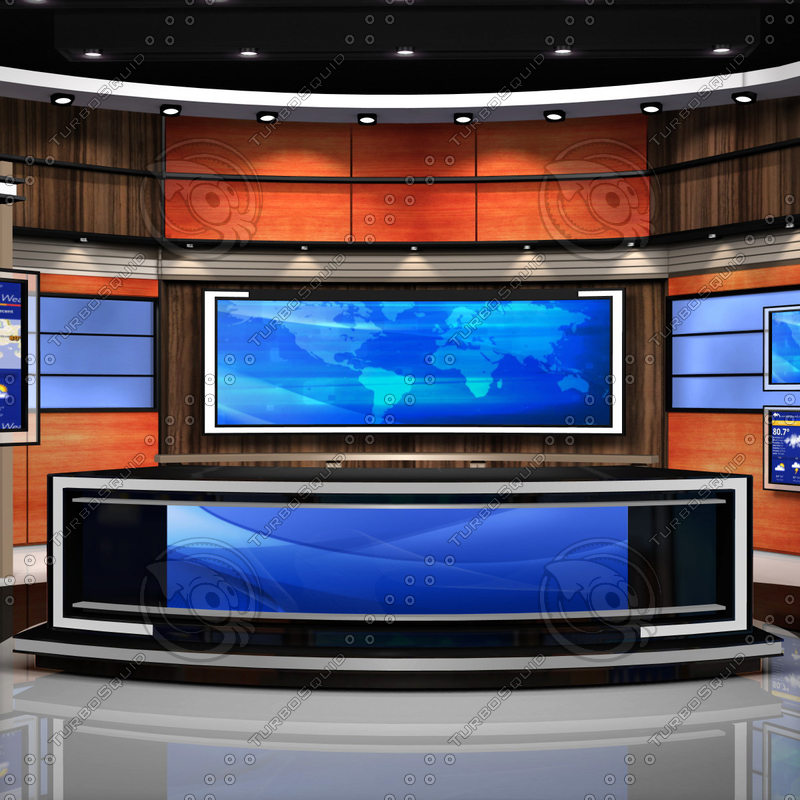 3d american news studio model