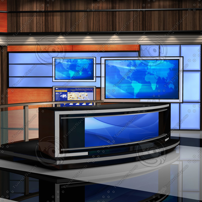 3d american news studio model