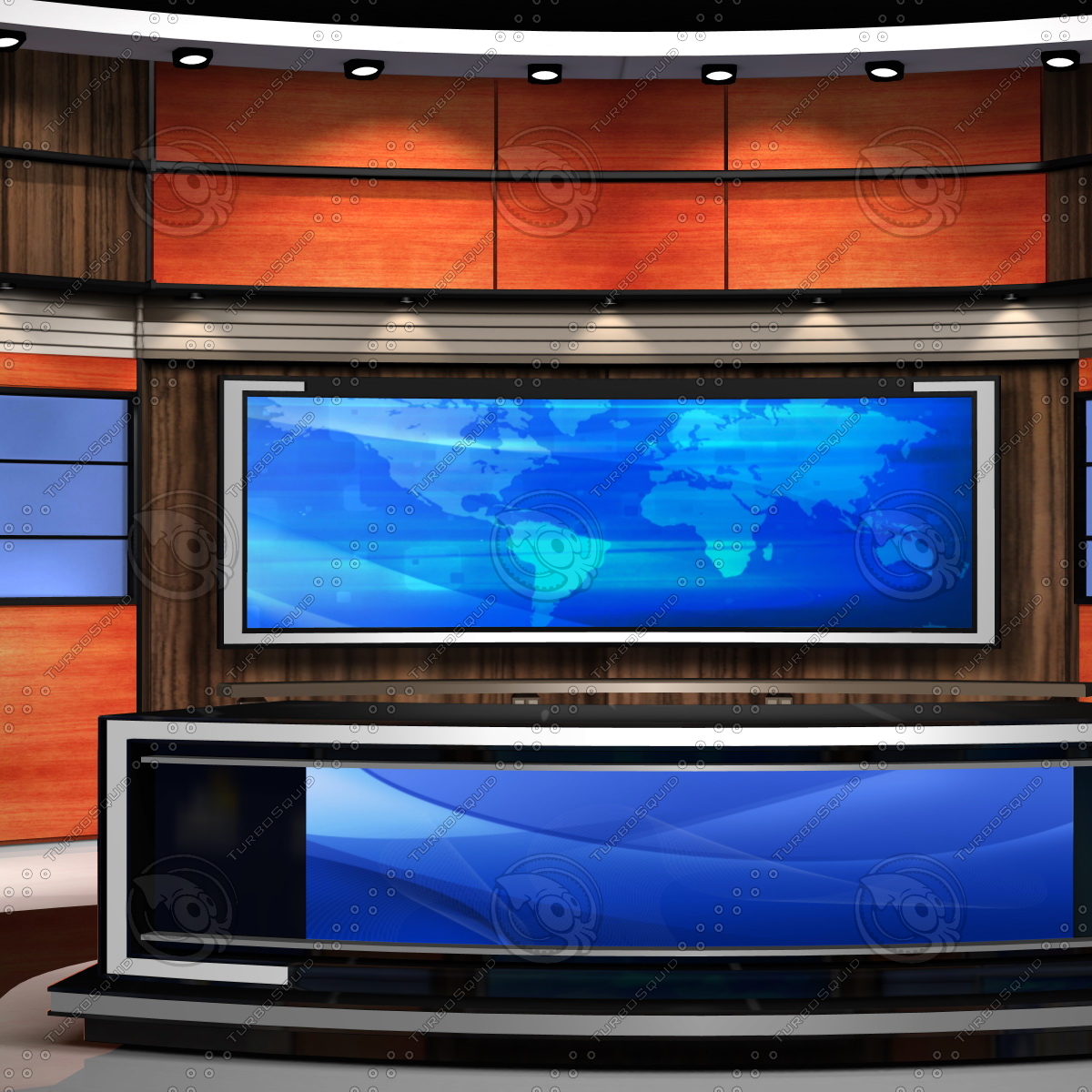 3d american news studio model