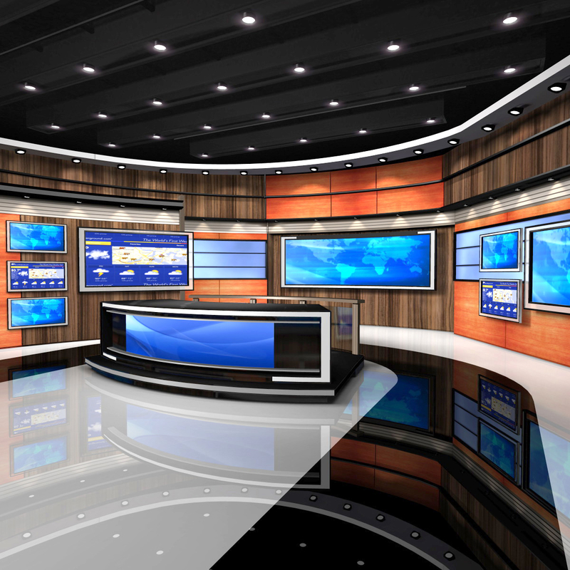 3d american news studio model
