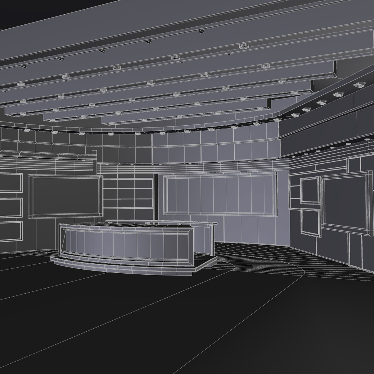 3d american news studio model