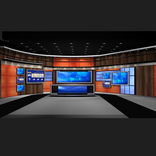 3d american news studio model