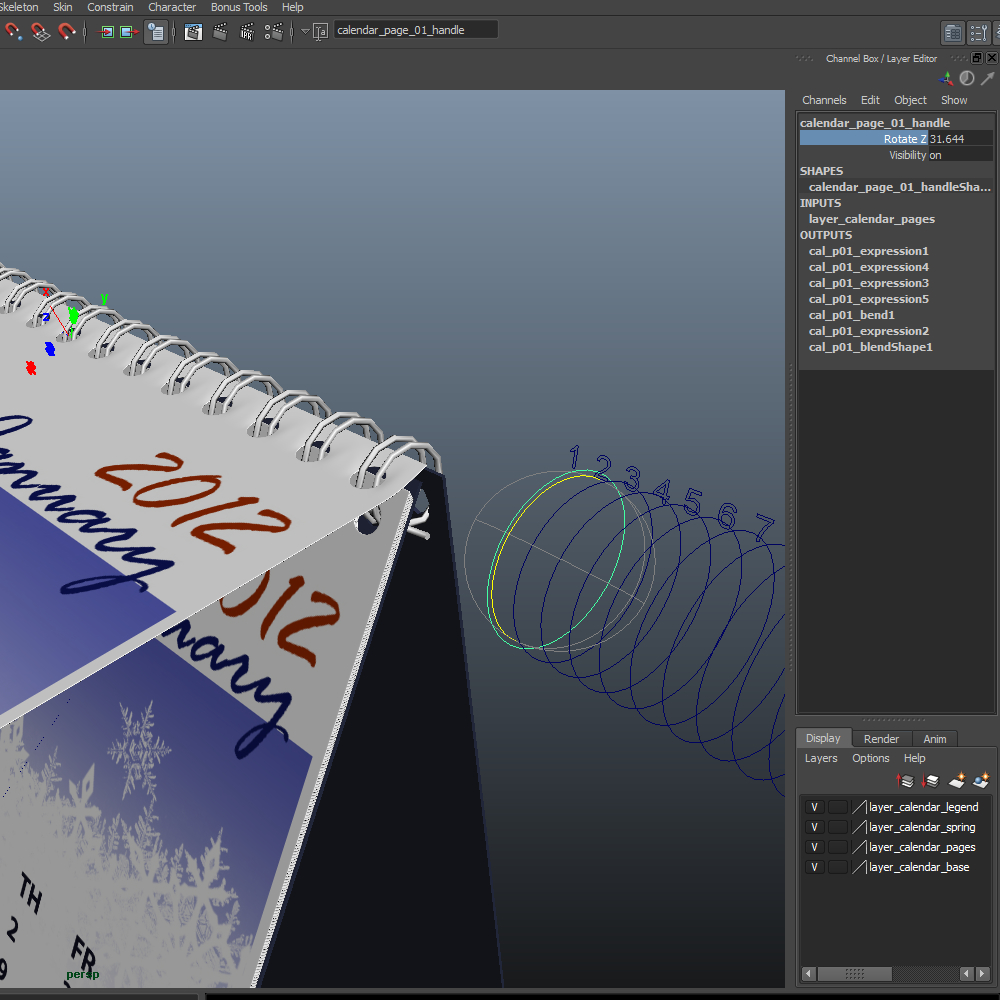 calendar flipping 3d ma