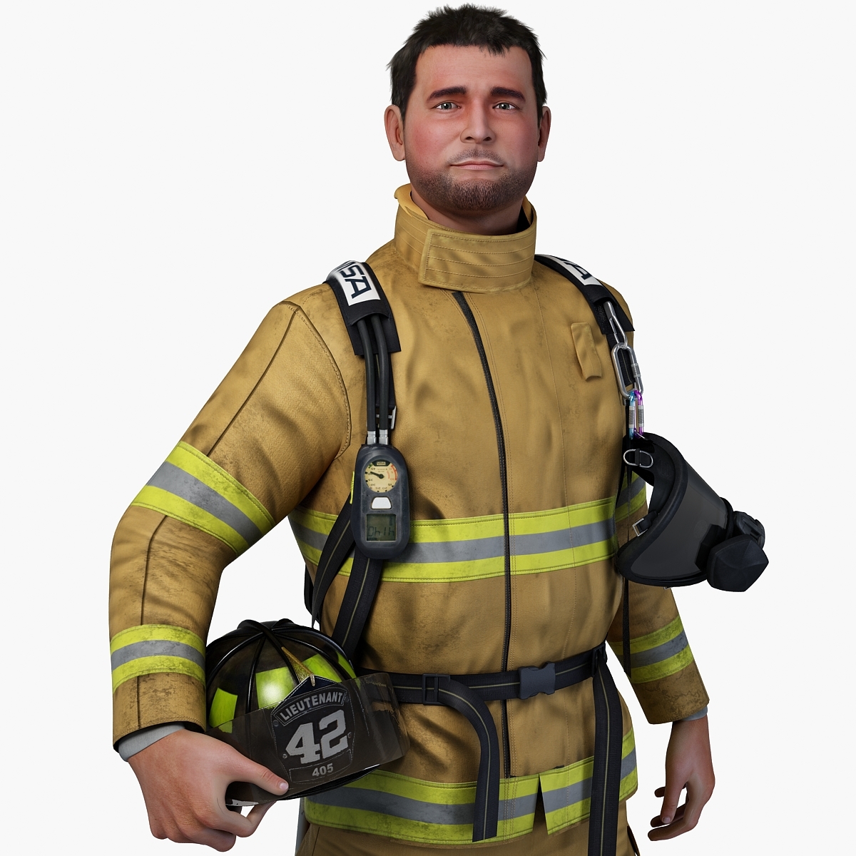 firefighter character general 3d model