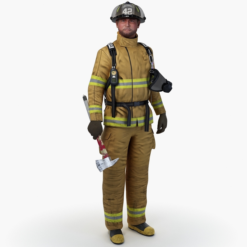 firefighter character general 3d model
