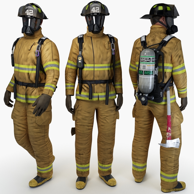 firefighter character general 3d model