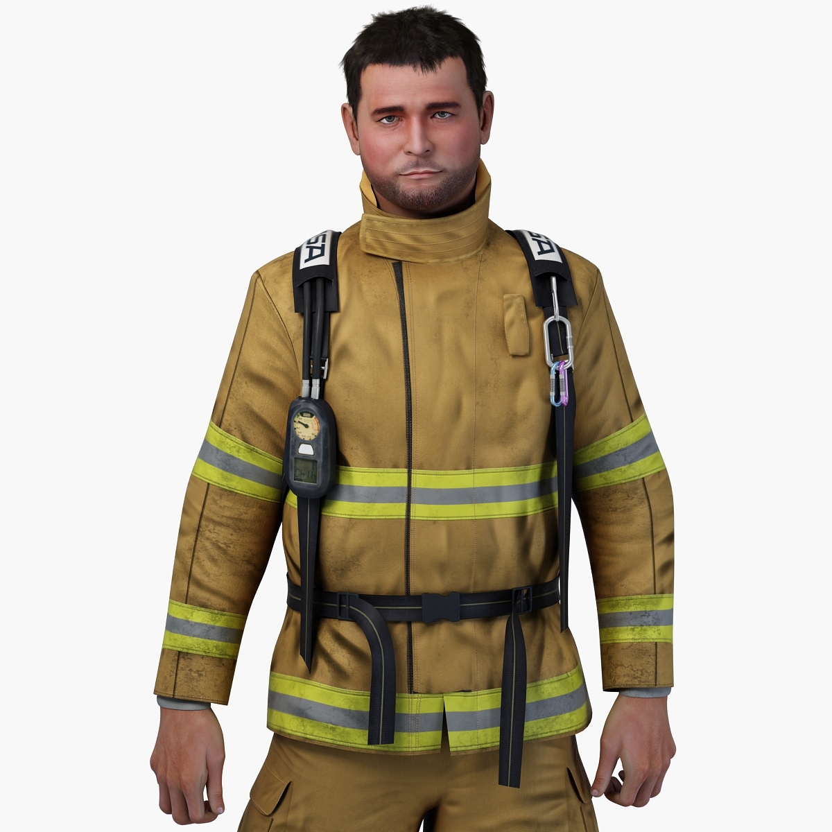 firefighter character general 3d model