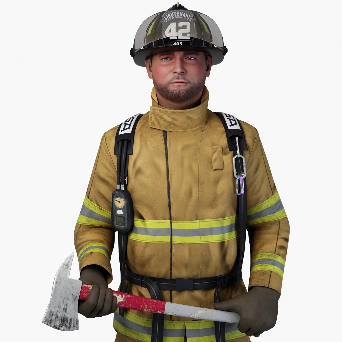 firefighter character general 3d model