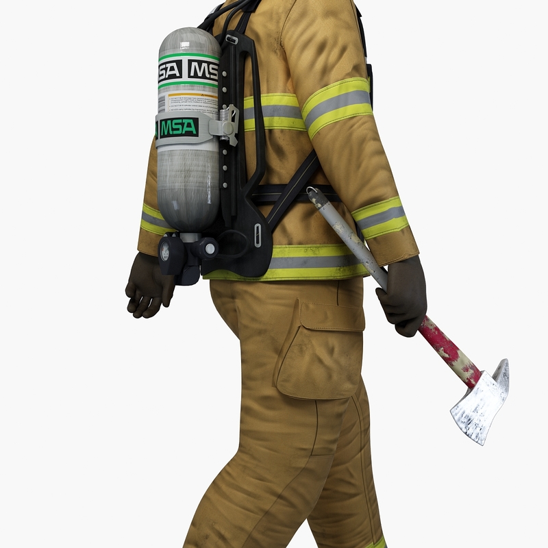 firefighter character general 3d model