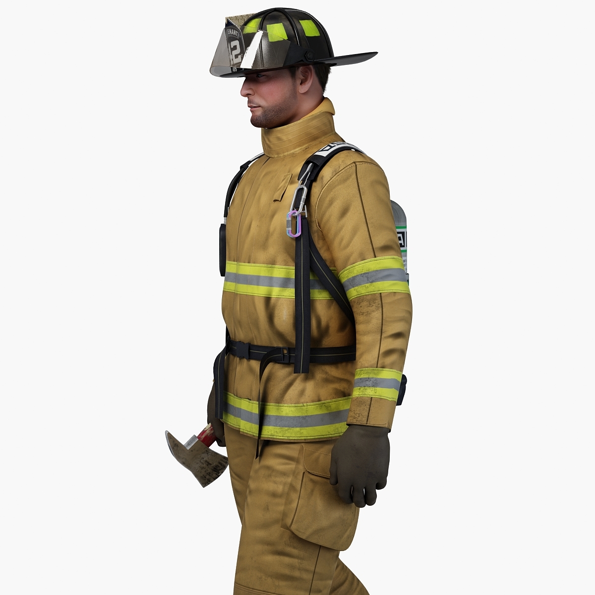 firefighter character general 3d model