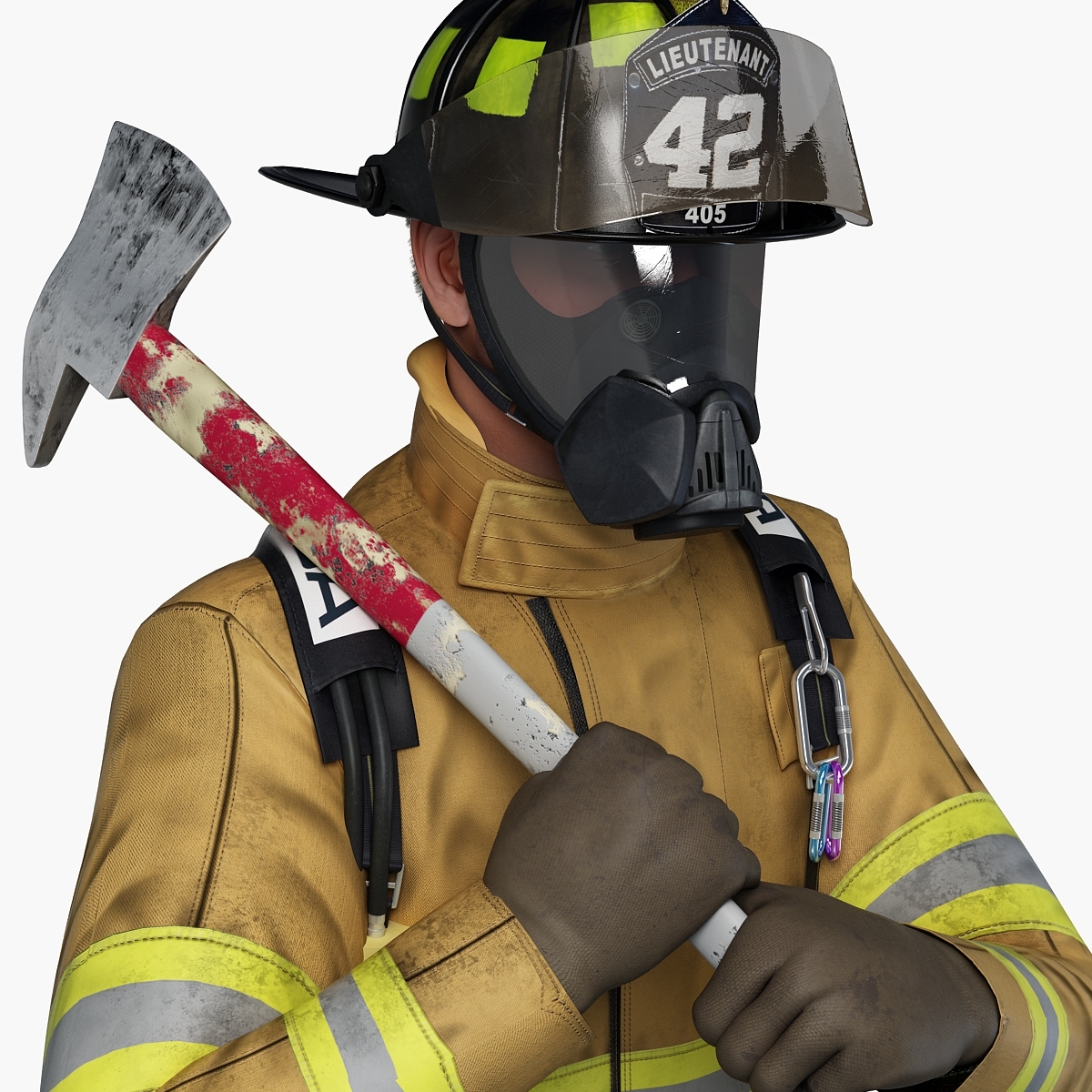 firefighter character general 3d model