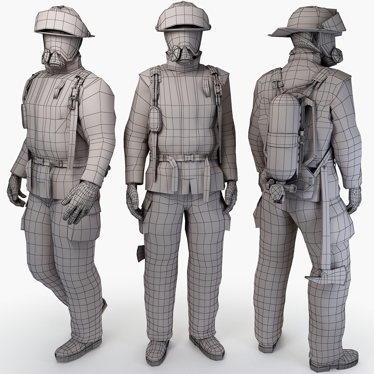firefighter character general 3d model
