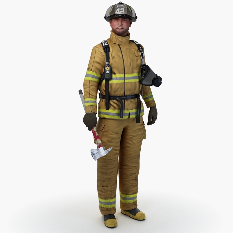 firefighter character general 3d model