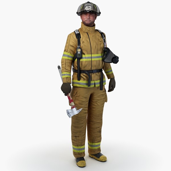 firefighter character general 3d model
