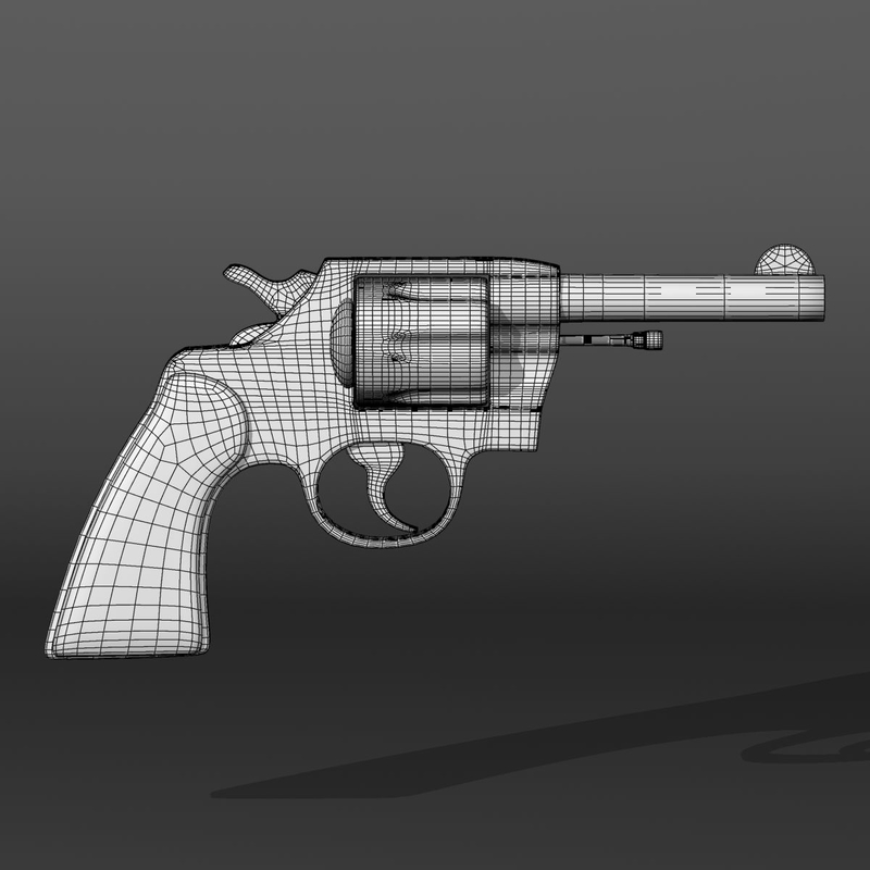 3d model 38 caliber pistol