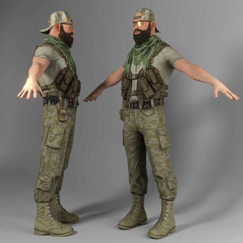 3d model soldier mercenary settings