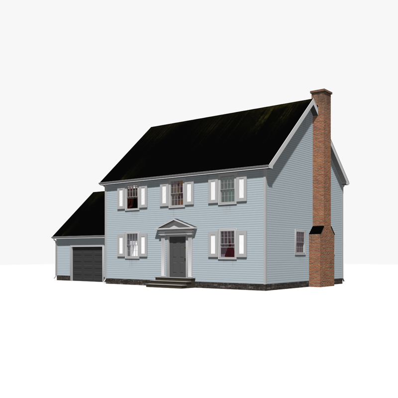 3d colonial house