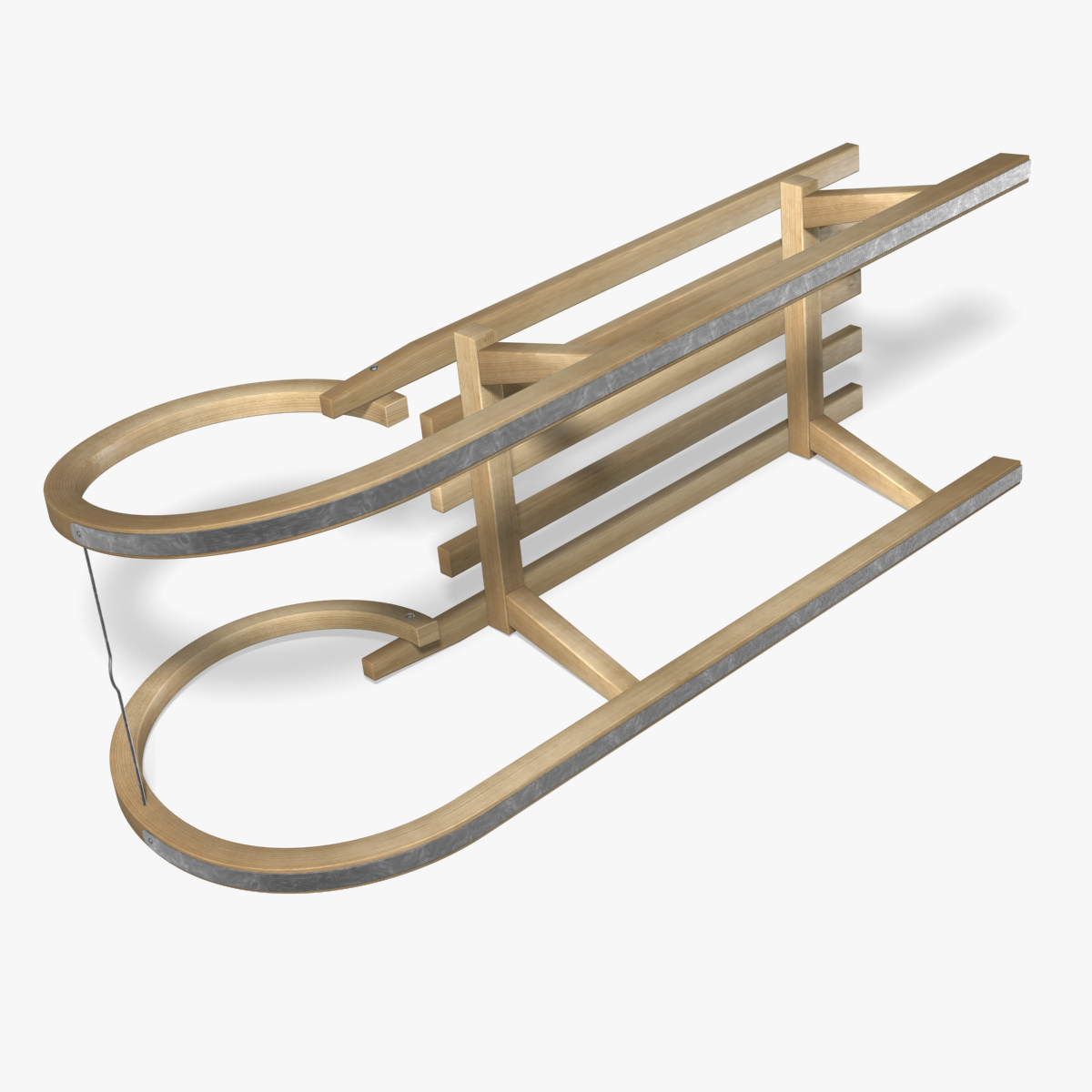 wooden sledge wood 3d model