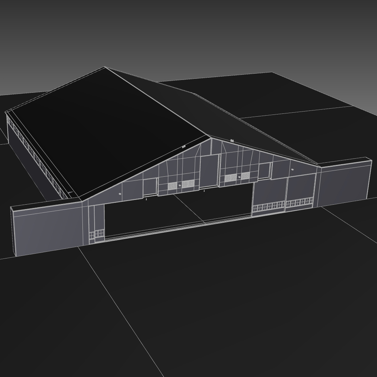 3d model of scene commercial aircraft hangar
