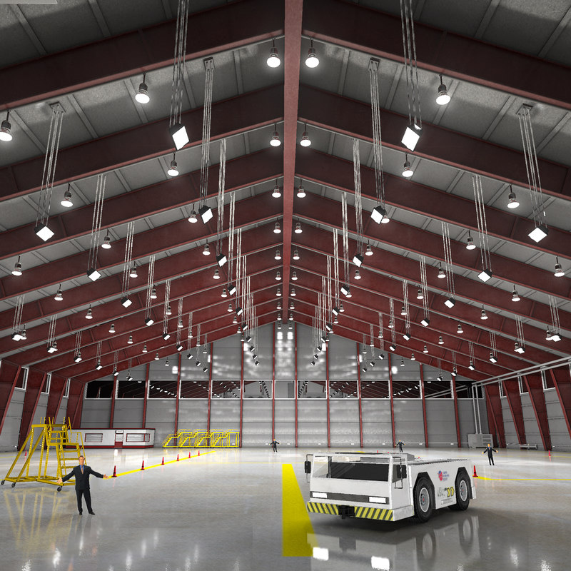 3d model of scene commercial aircraft hangar