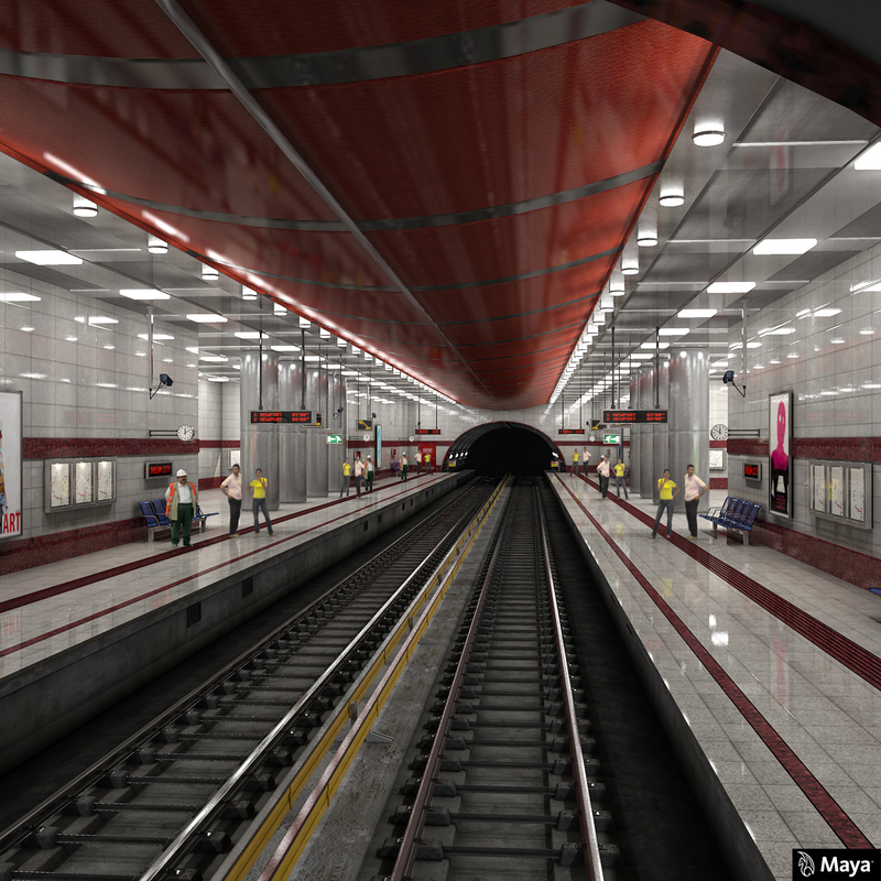 3dsmax modern subway station