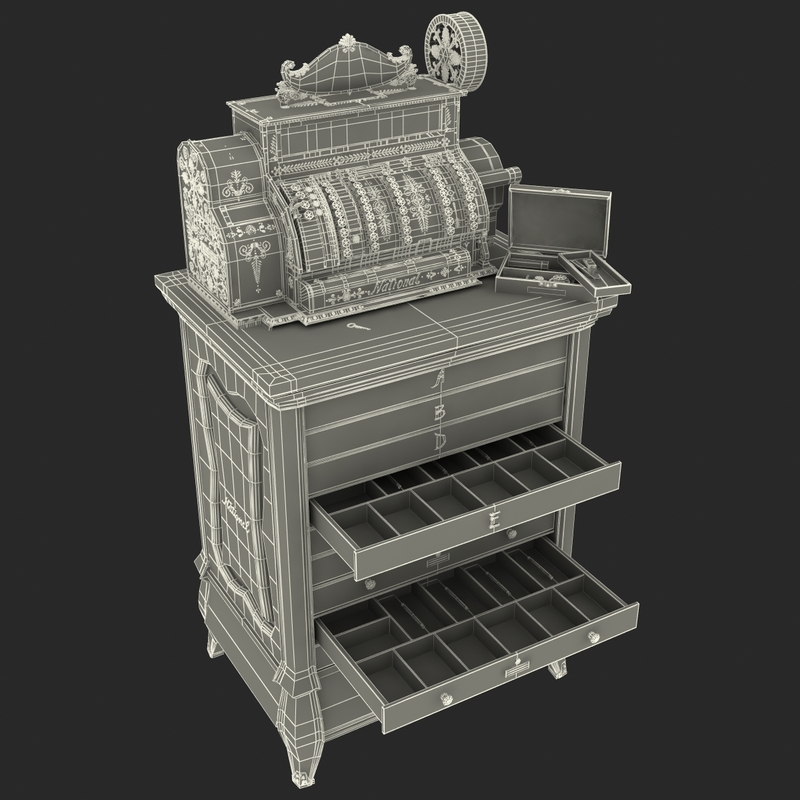 old cash register set 3d 3ds