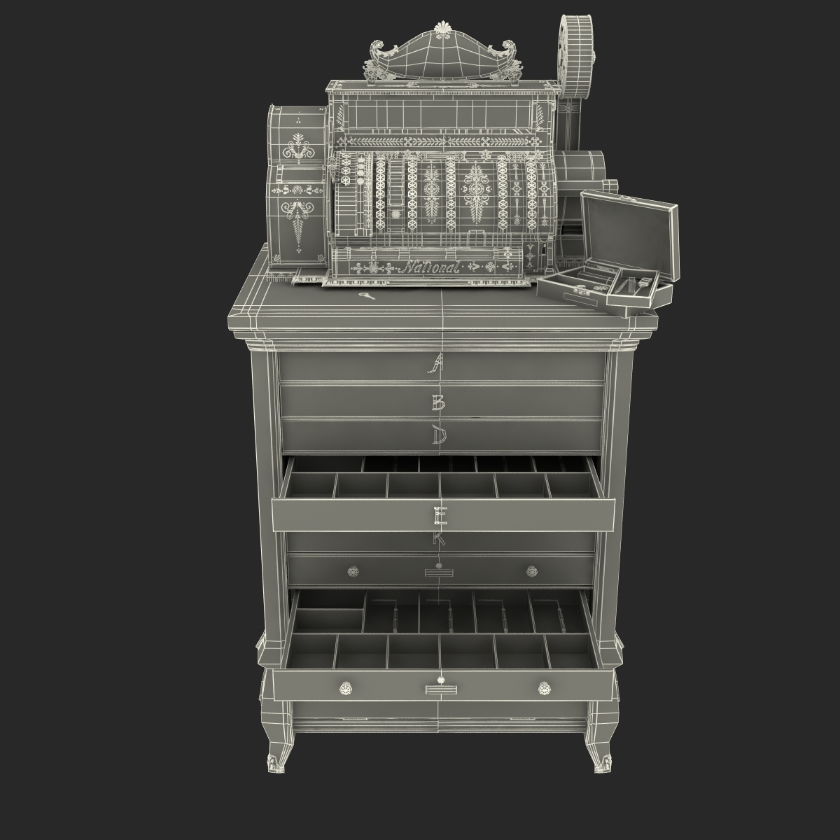 old cash register set 3d 3ds
