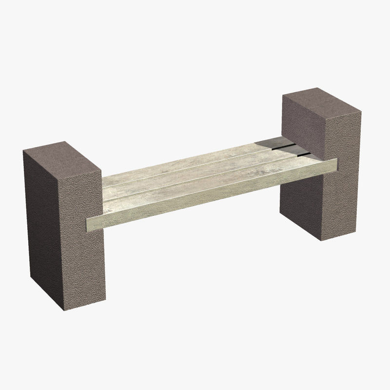 3d model ed bench stone wood