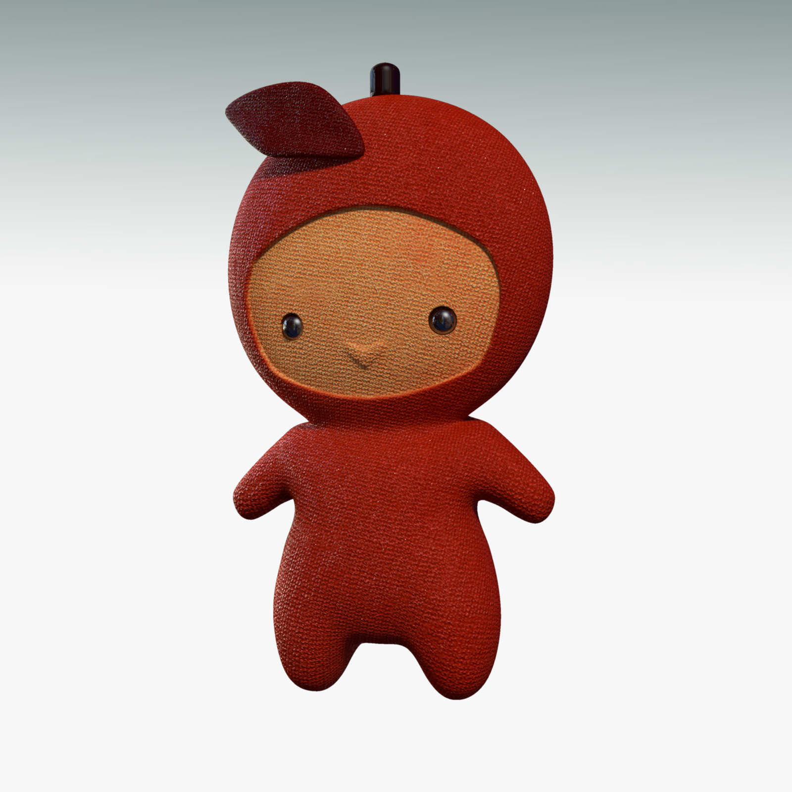 cartoon red apple character obj