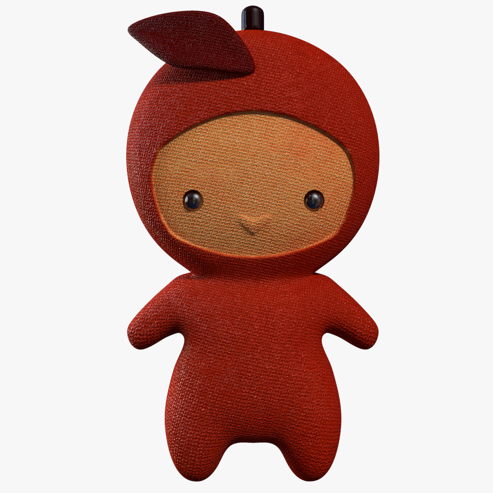 cartoon red apple character obj