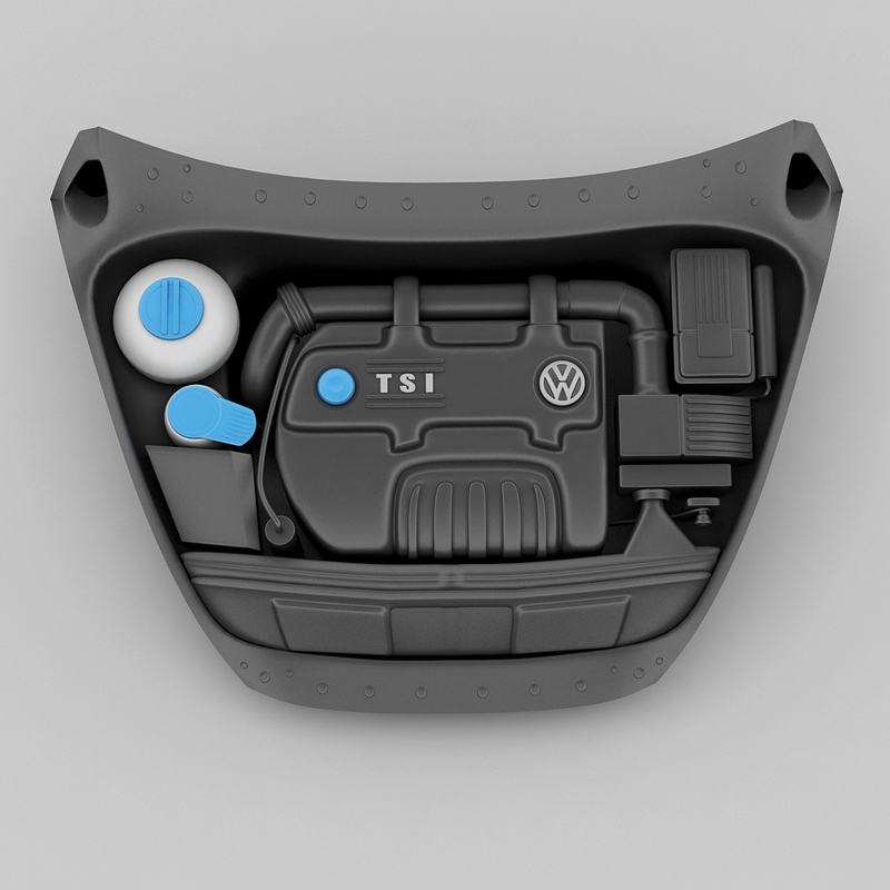 3d volkswagen car engine model