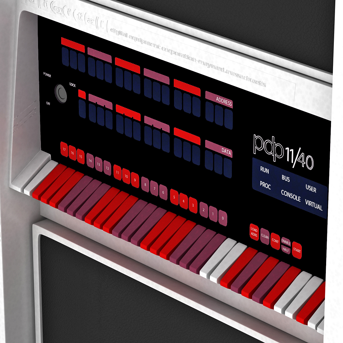 3d model of old minicomputer pdp-11
