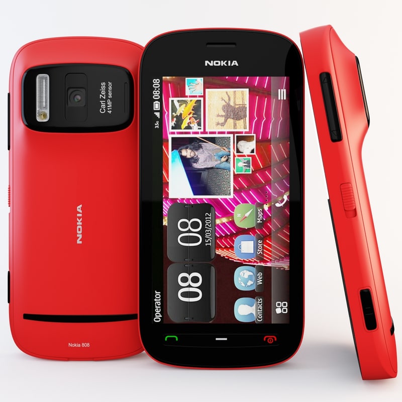 3d red nokia 808 pureview model