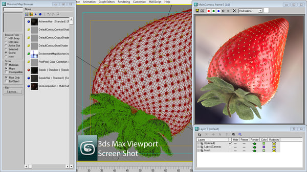 3ds max strawberry fruit leaf